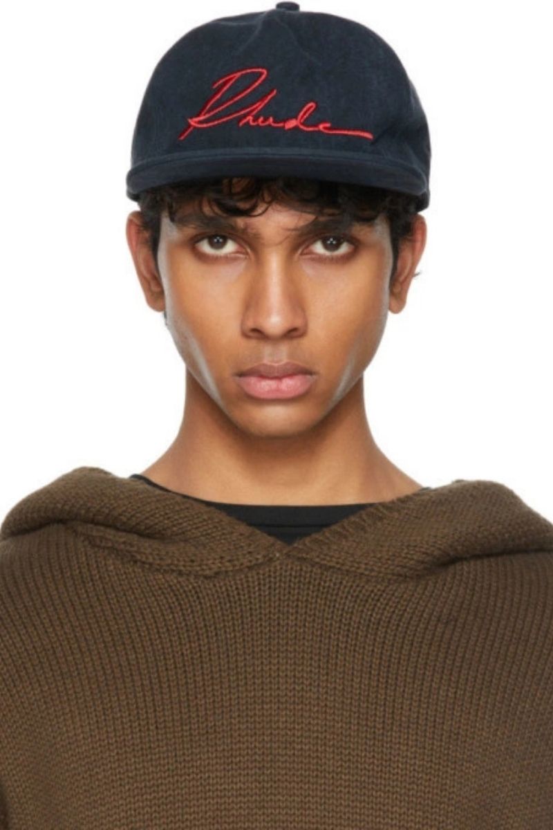 Rhude black cursive logo cap