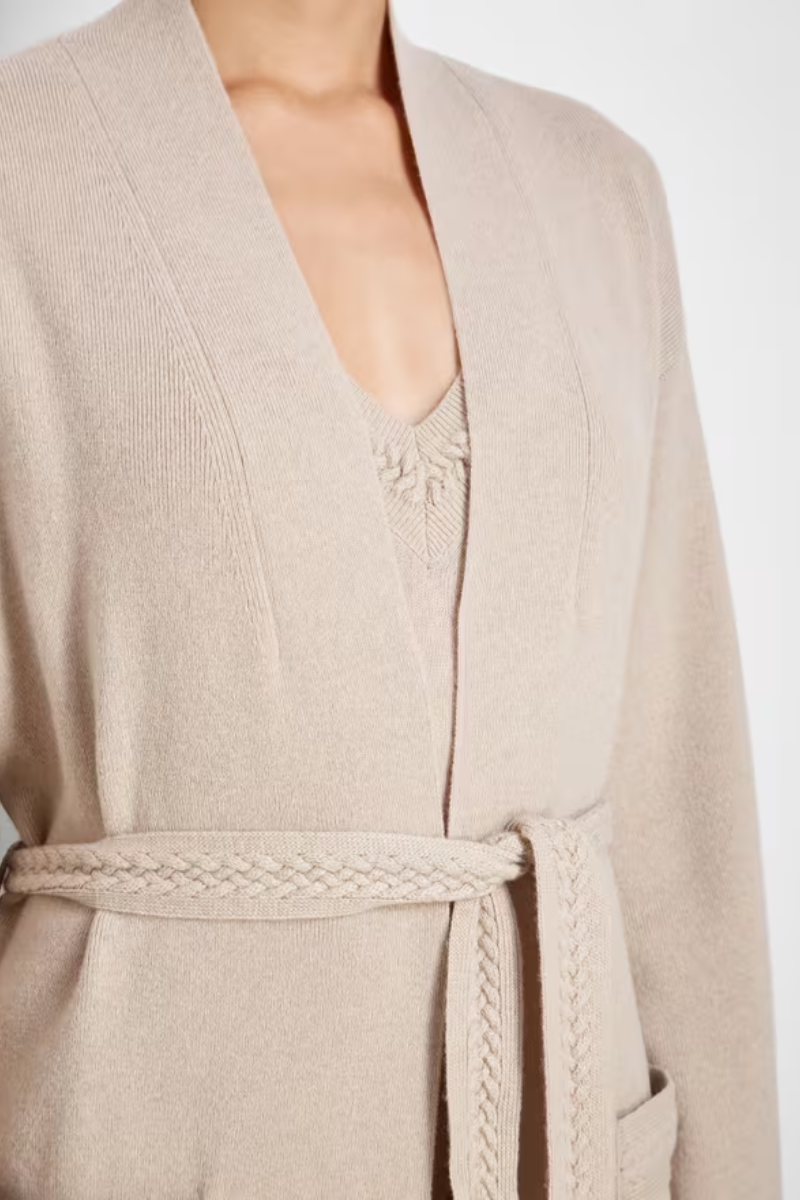 LA PERLA Belted Wool And Cashmere-blend Robe In Cream