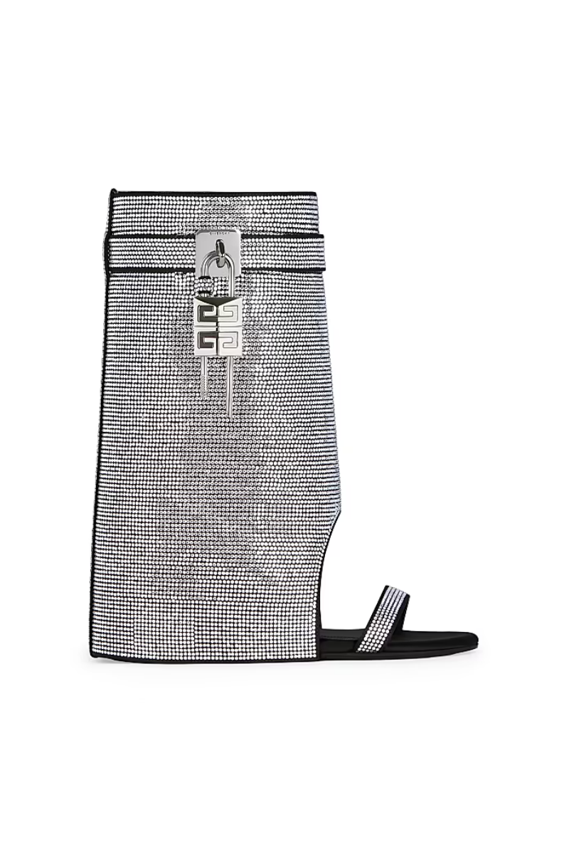 Givenchy Shark Lock Ankle Sandals 90_Silvery