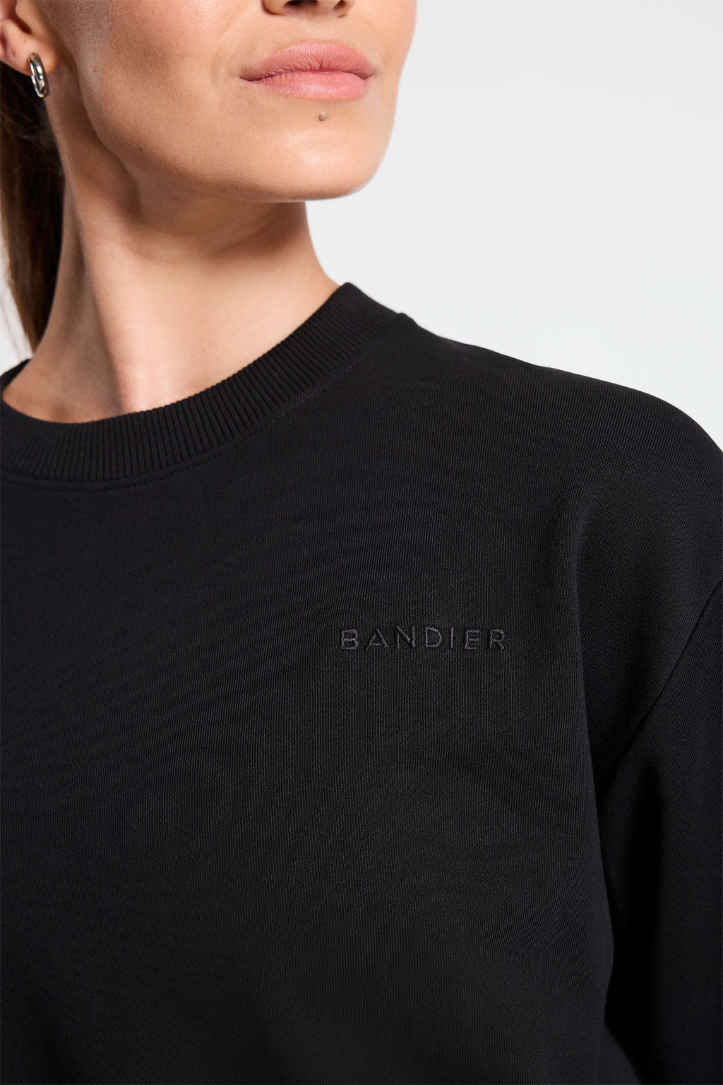 BANDIER Classic Logo Terry Crewneck Sweatshirt - Black